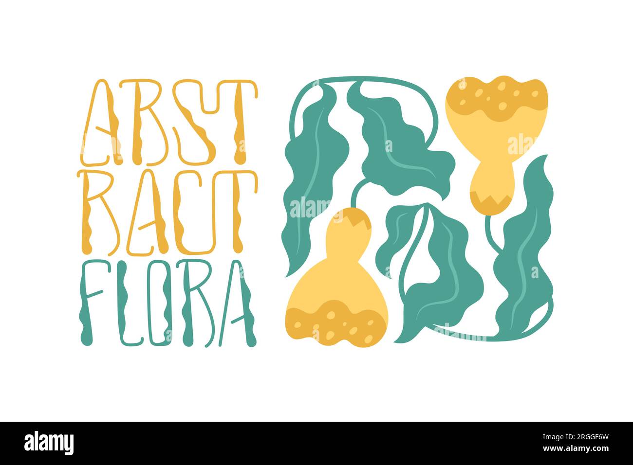 Bold abstract flowers, wavy leaves with sign. Modern trendy ...