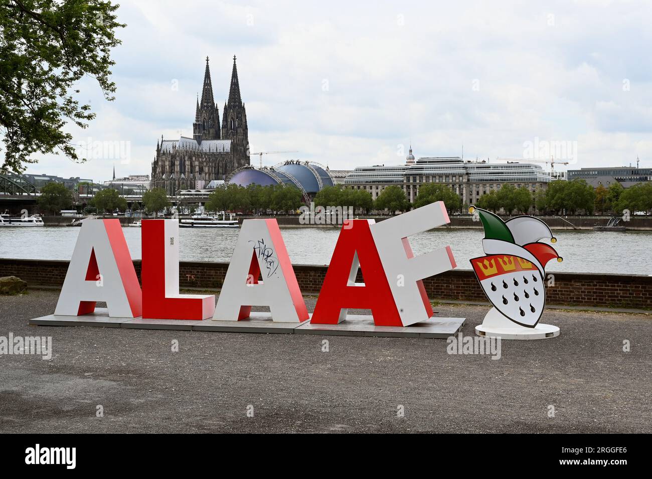 Cologne, Germany. 09th Aug, 2023. The two-meter Alaaf lettering stands ...