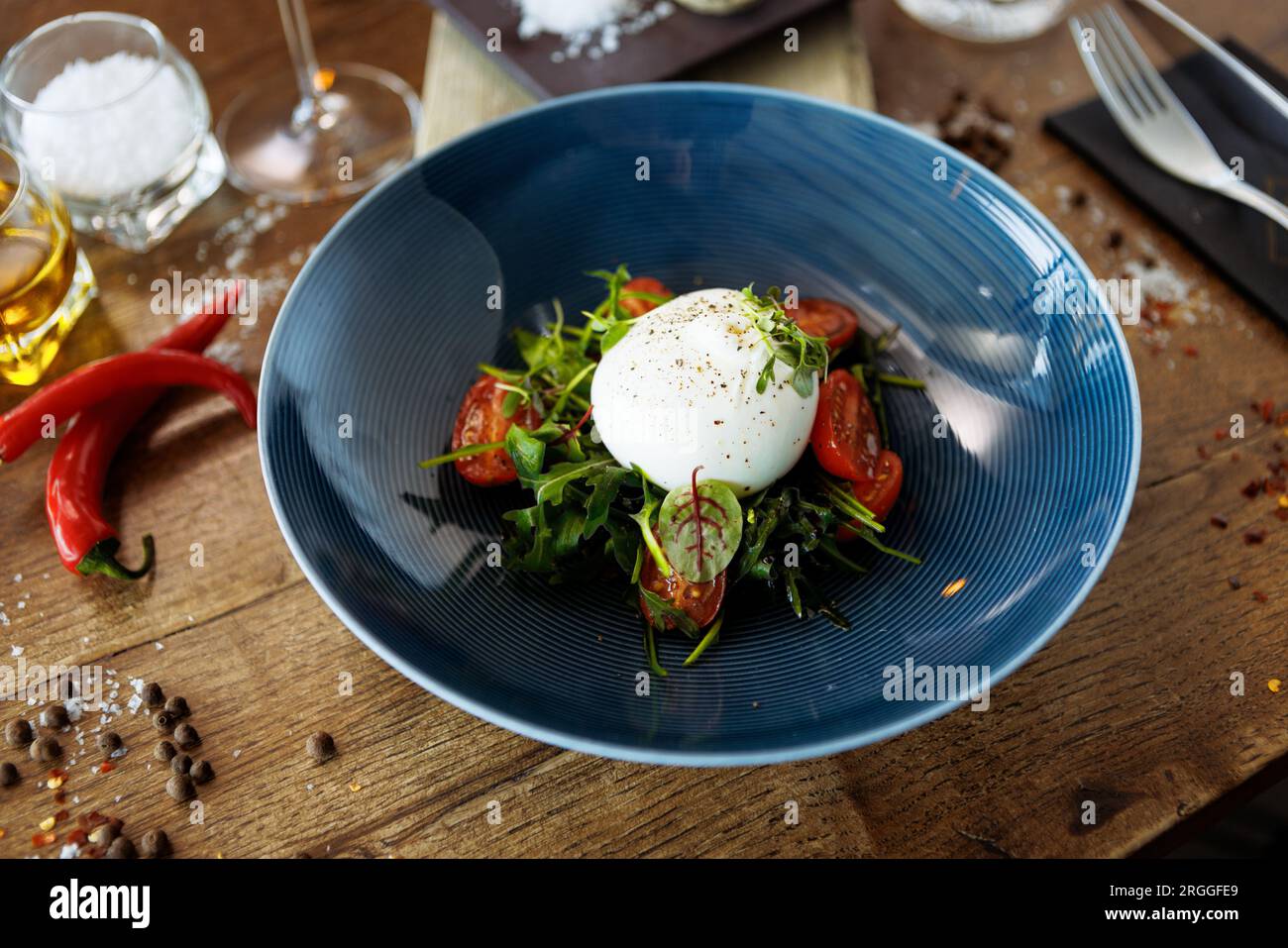 Burrata with paprika-truffle jam and cherry-cluster tomato salad ...