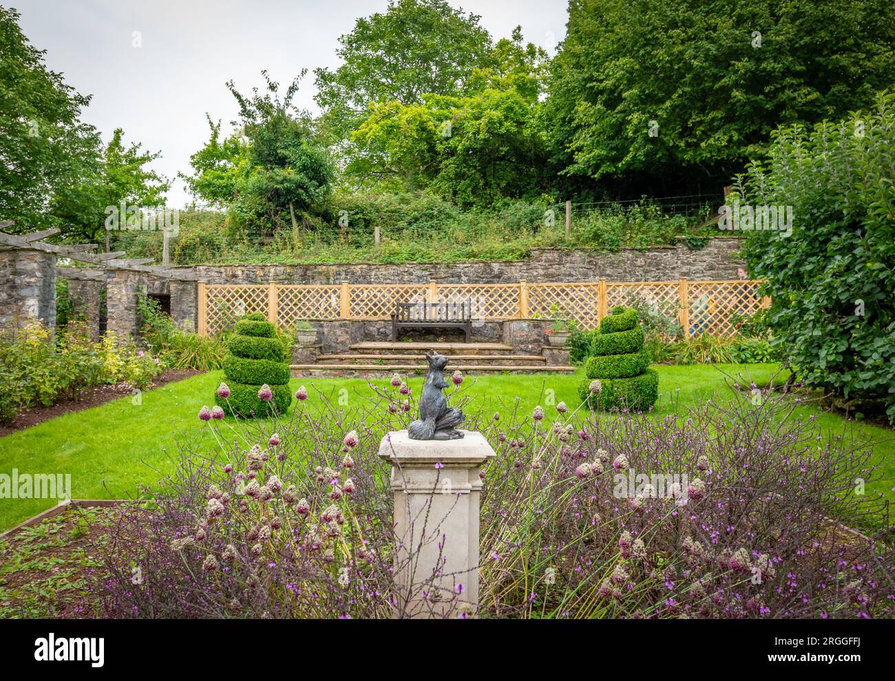 August 2023. Attractive garden at Compton Castle in Devon Stock Photo ...