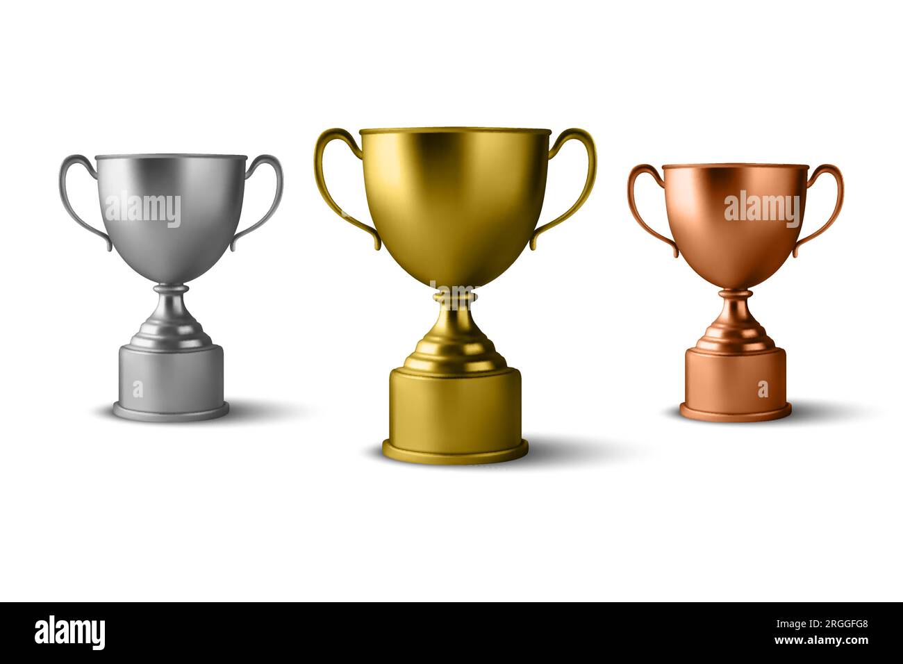 Realistic Vector 3d Blank Golden, Silver, Bronze Champion Cup Icon Set ...