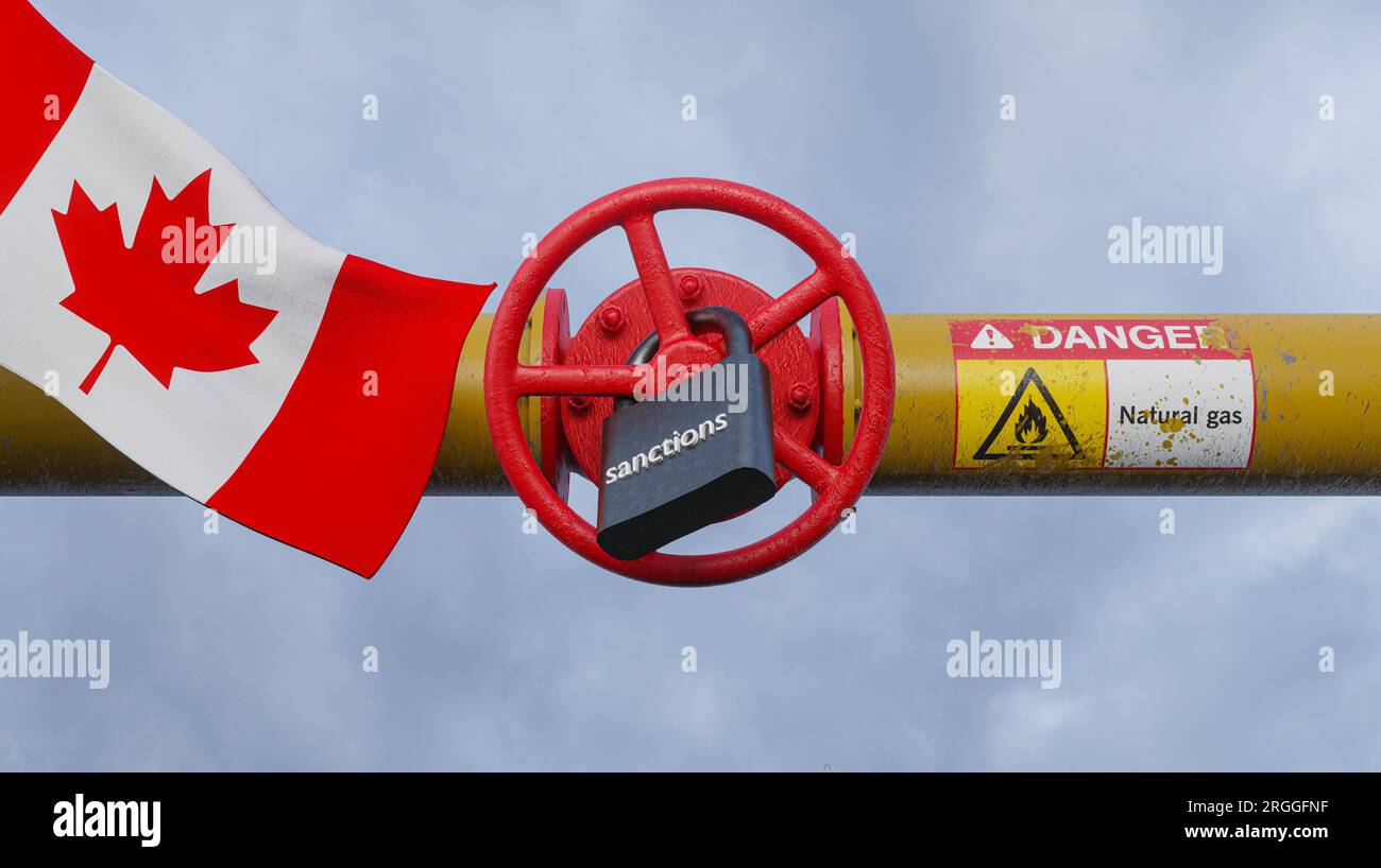 Canada gas pipe, Gas sanctions, Gas pipe closure, Sanctions concept, 3D ...