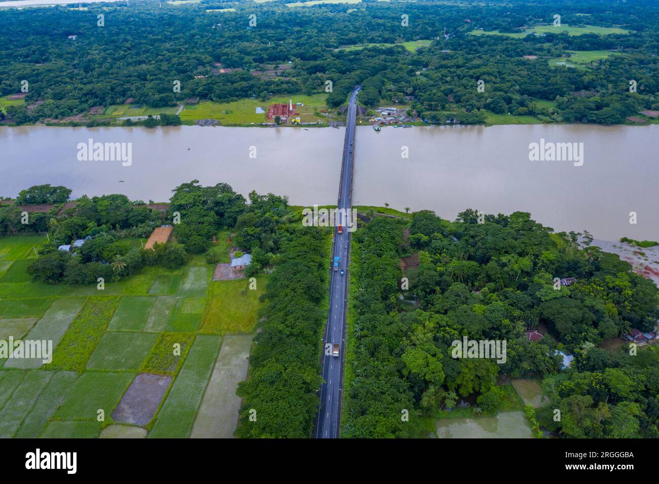 Aerial view of the Major MA Jalil Bridge, popularly known as Shikarpur ...