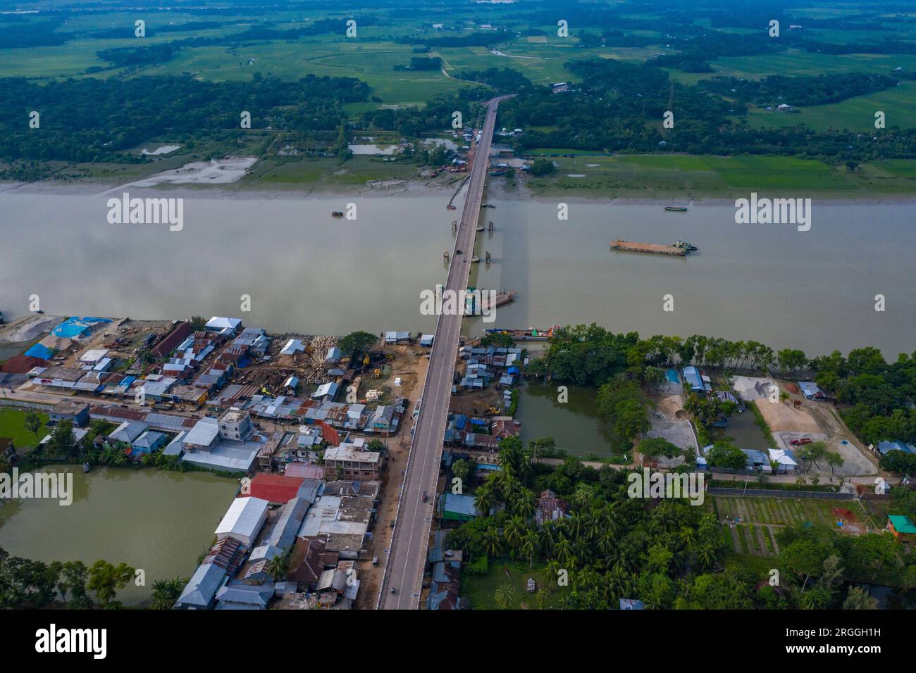 Aerial view of the Shaheed Sheikh Kamal Bridge over Andharmanik River ...