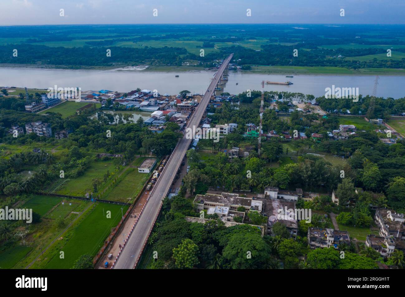 Aerial view of the Shaheed Sheikh Kamal Bridge over Andharmanik River ...