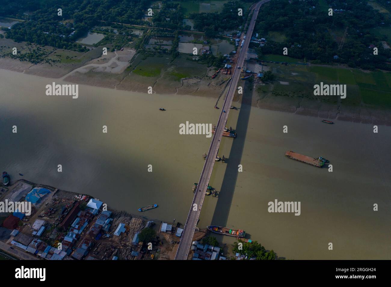 Aerial view of the Shaheed Sheikh Kamal Bridge over Andharmanik River ...