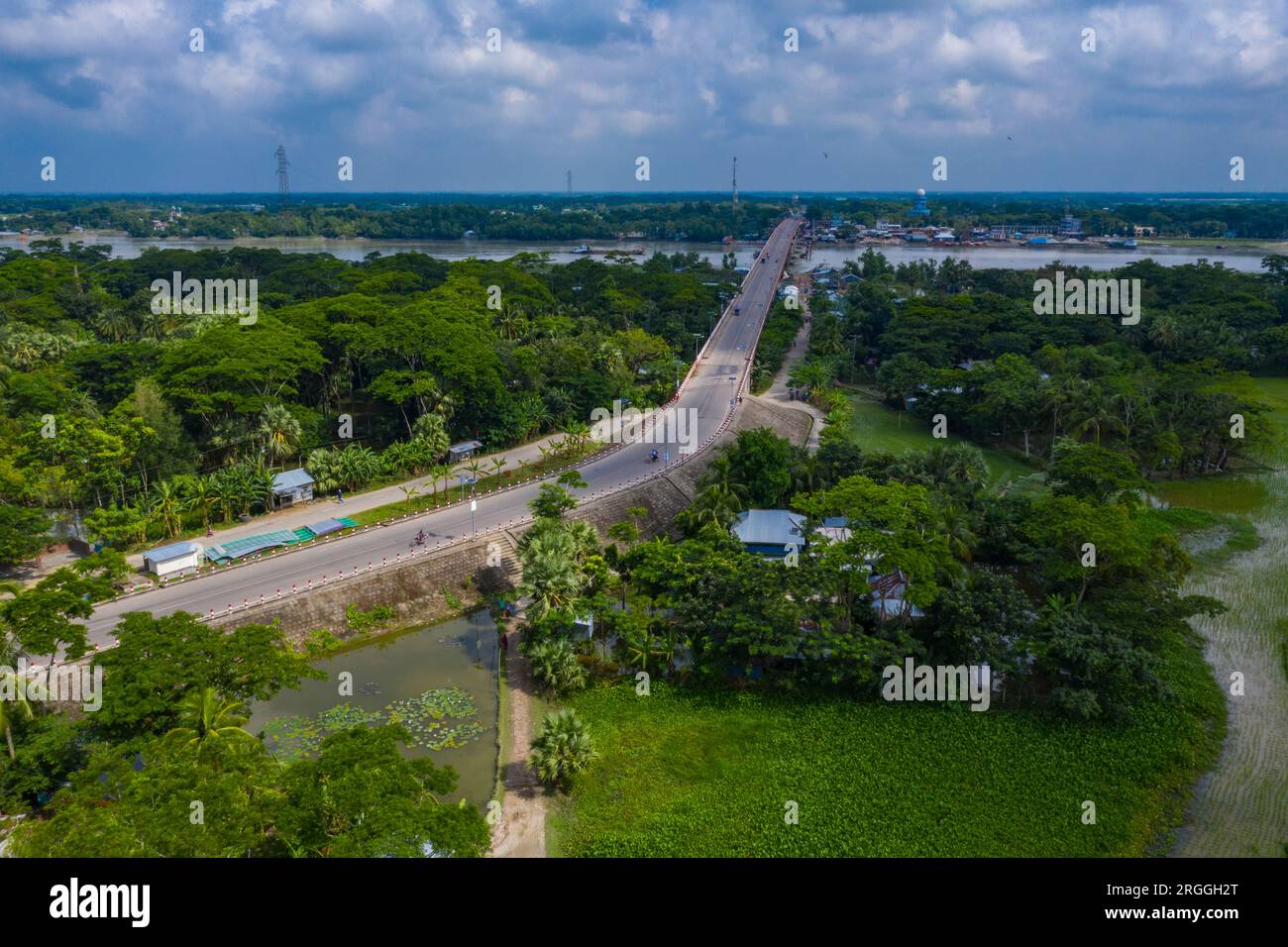 Aerial view of the Shaheed Sheikh Kamal Bridge over Andharmanik River ...
