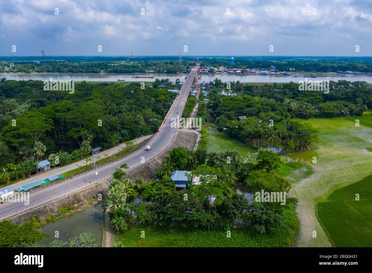 Aerial view of the Shaheed Sheikh Kamal Bridge over Andharmanik River ...
