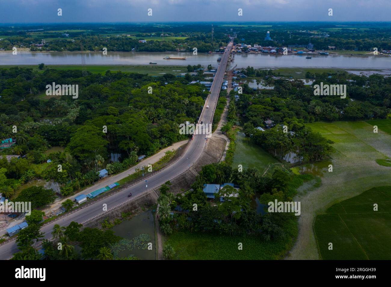 Aerial view of the Shaheed Sheikh Kamal Bridge over Andharmanik River ...
