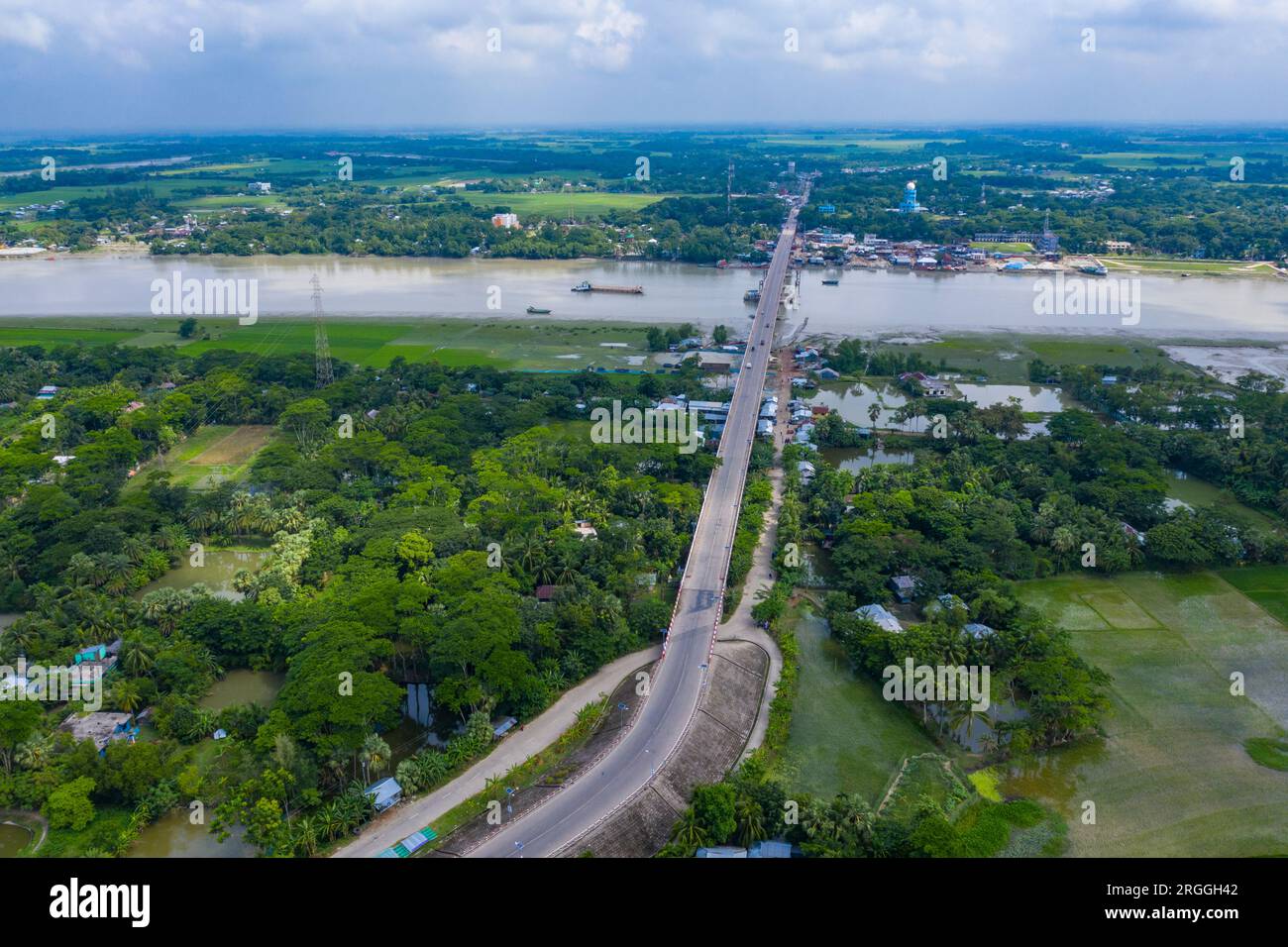 Aerial view of the Shaheed Sheikh Kamal Bridge over Andharmanik River ...