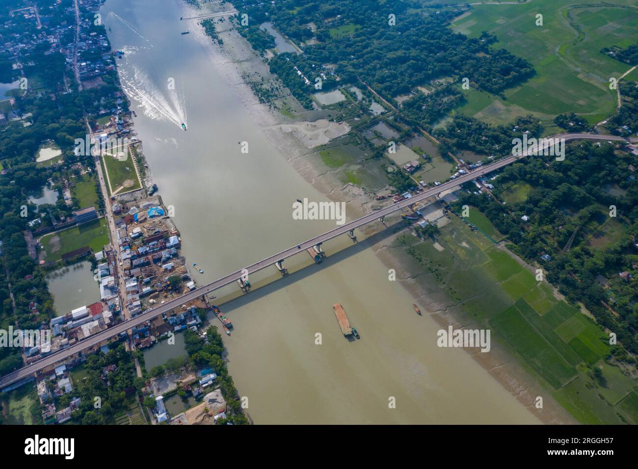 Aerial view of the Shaheed Sheikh Kamal Bridge over Andharmanik River ...