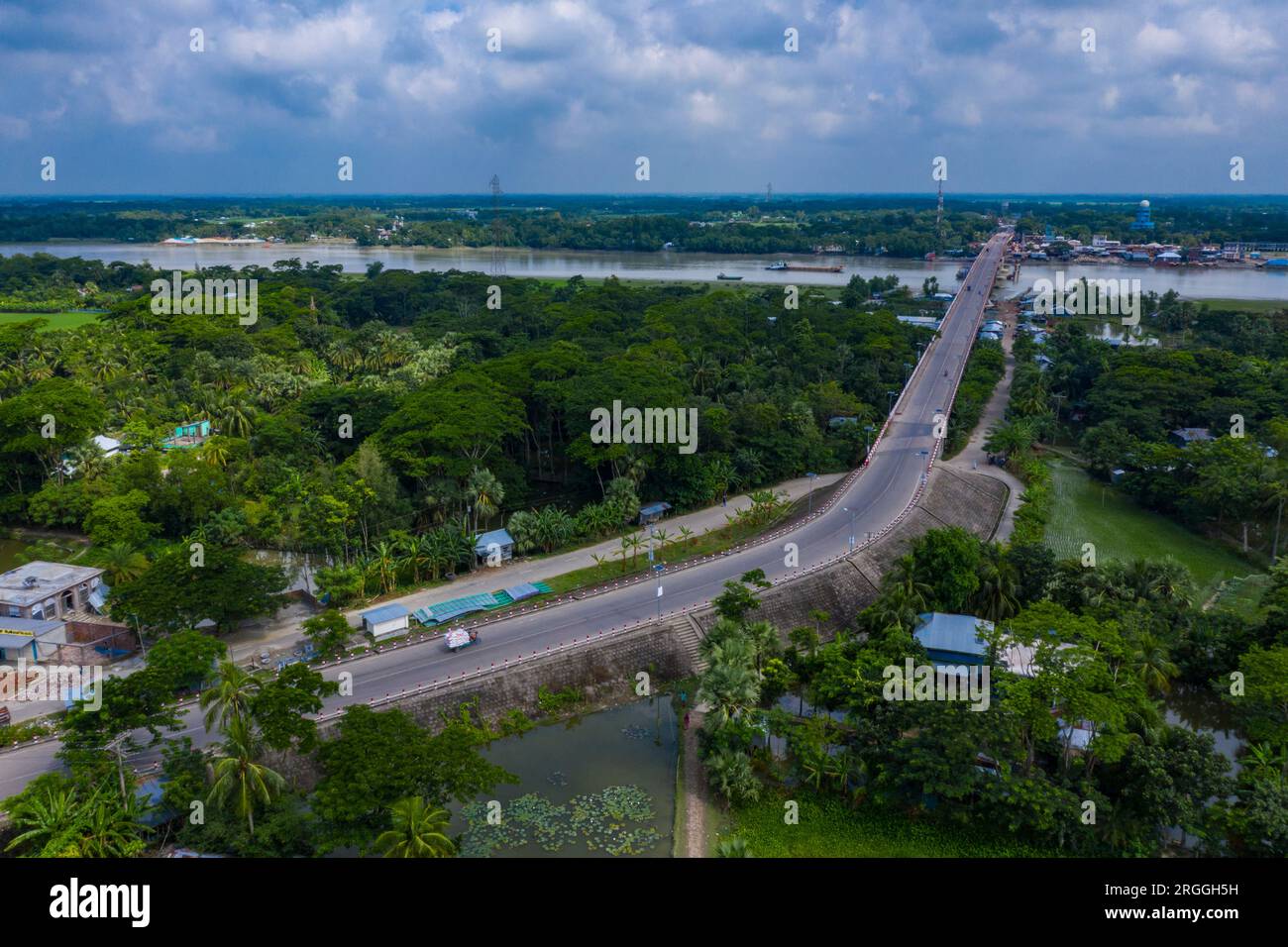 Aerial view of the Shaheed Sheikh Kamal Bridge over Andharmanik River ...