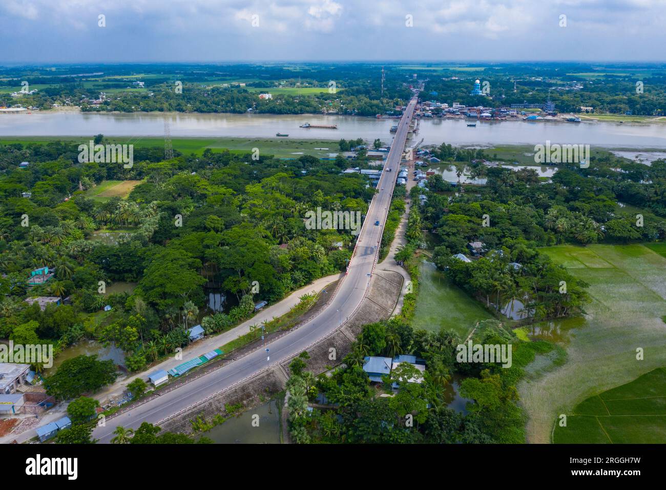 Aerial view of the Shaheed Sheikh Kamal Bridge over Andharmanik River ...