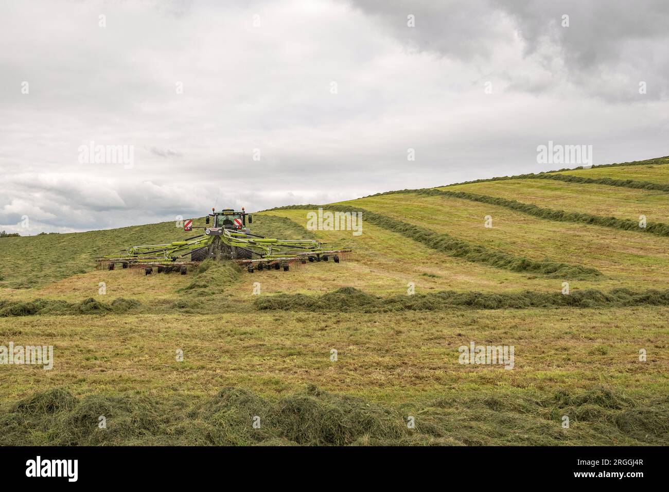 Tractor rowing up during silage making at Little Newton Long Preston ...