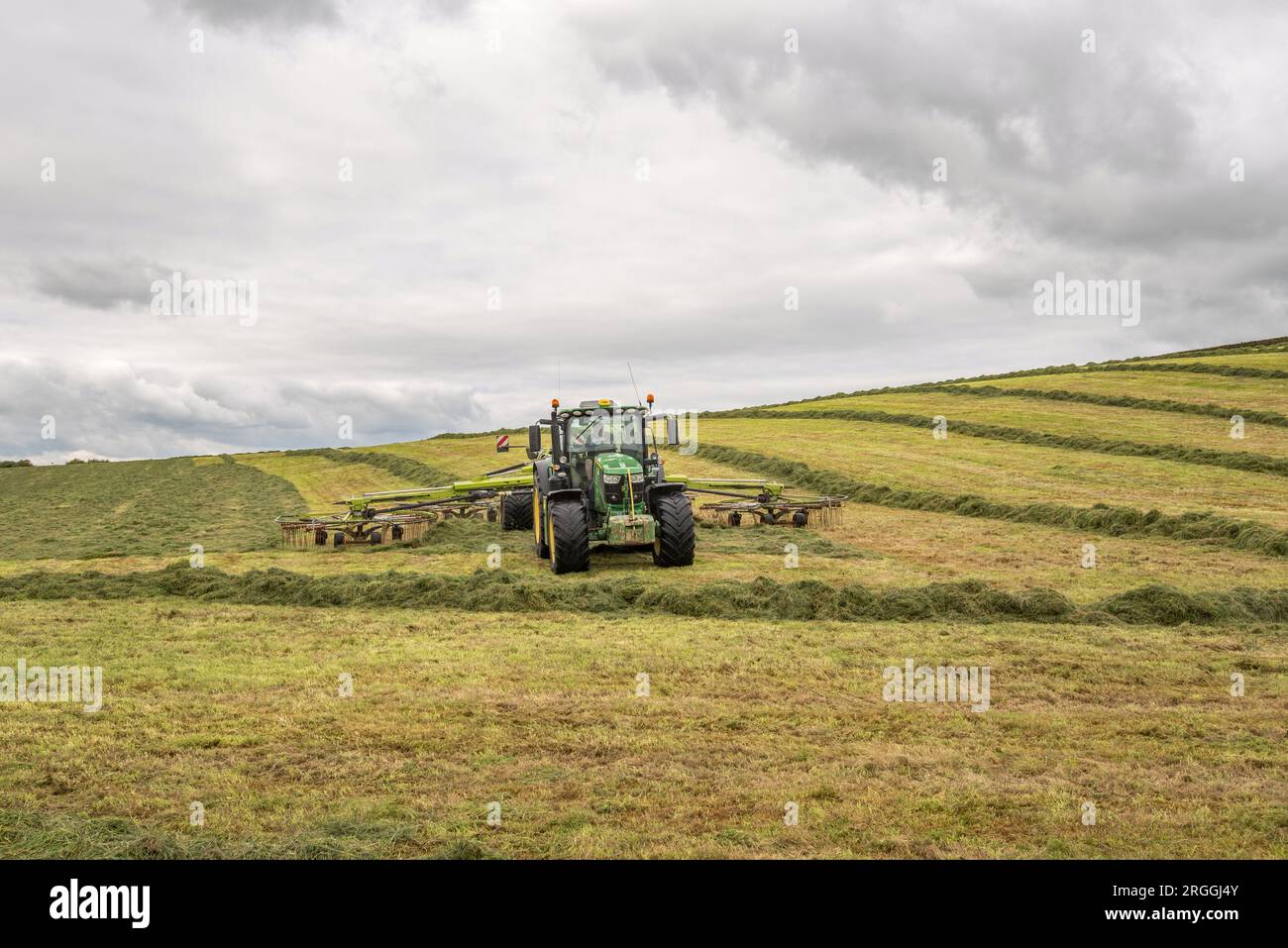 Tractor rowing up during silage making at Little Newton Long Preston ...