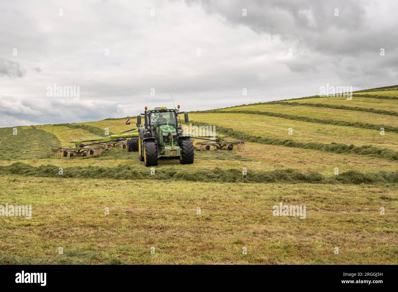 Tractor rowing up during silage making at Little Newton Long Preston ...