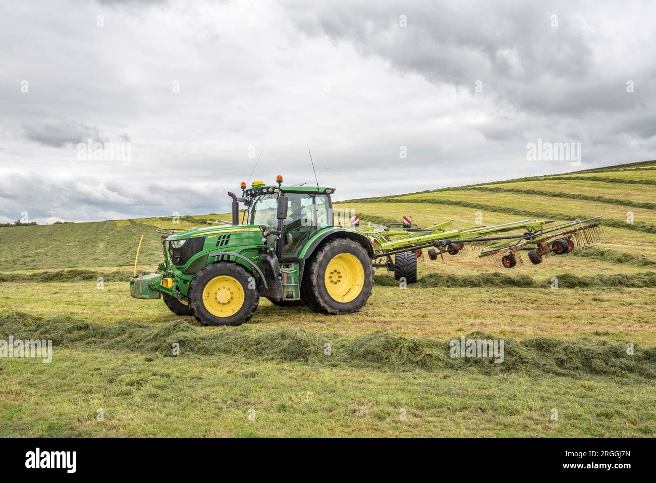 Tractor rowing up during silage making at Little Newton Long Preston ...
