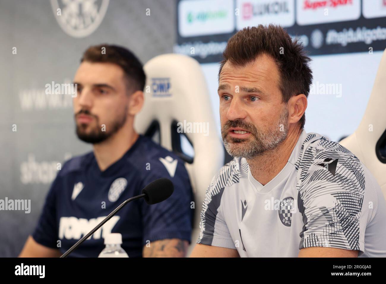 Split, Croatia. 09th Aug, 2023. Head Coach of Hajduk Split Ivan Leko ...