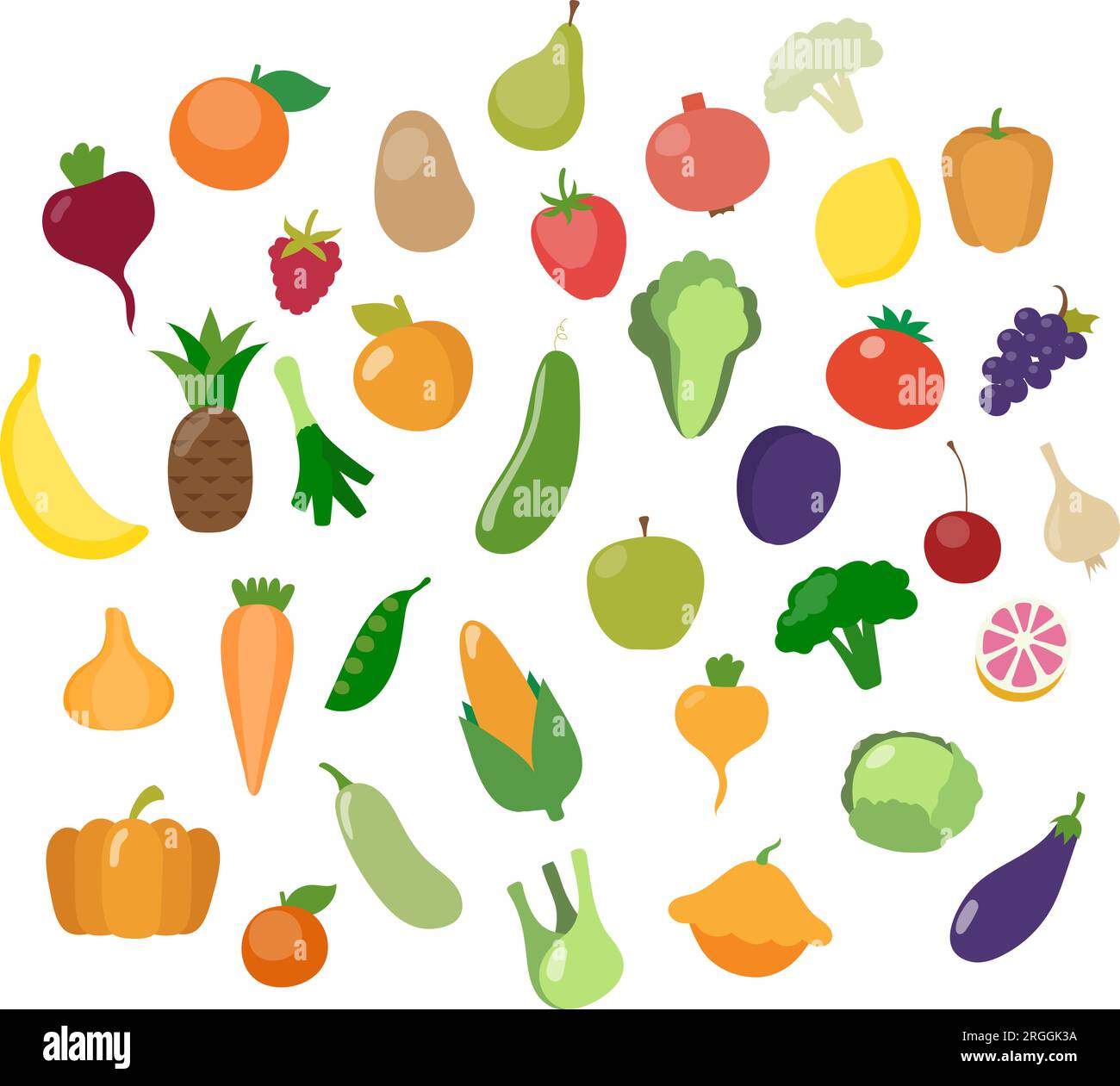 Cartoon fruits vector clipart collection. Fruit icons isolated on white ...