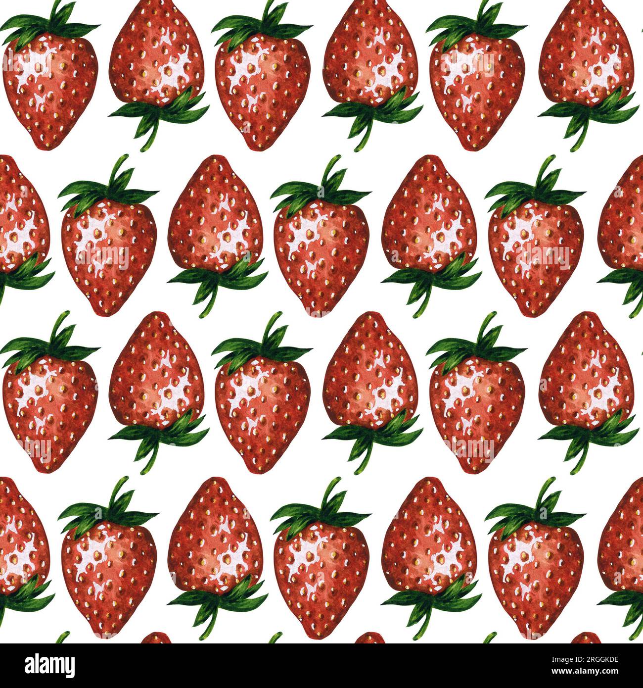 Seamless pattern with fresh and juicy strawberries isolated on white ...