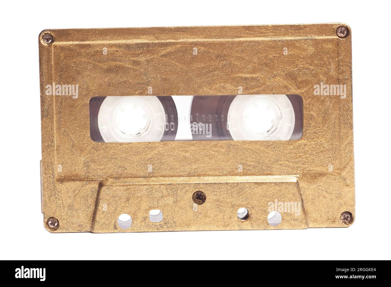 Golden audio cassette tape isolated on white background Stock Photo - Alamy