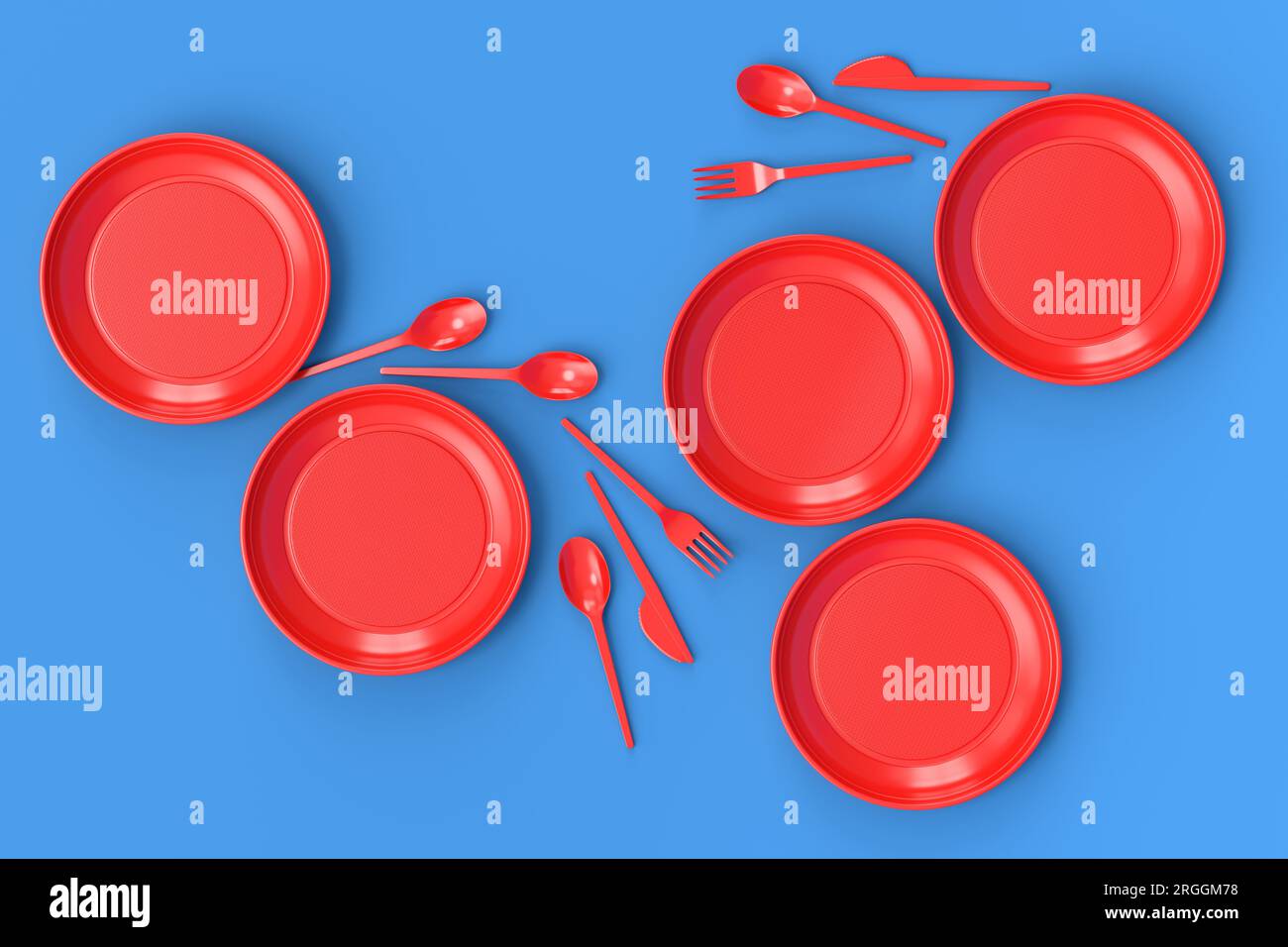 Set of disposable utensils like plate, folk, spoon,knife and cup on ...