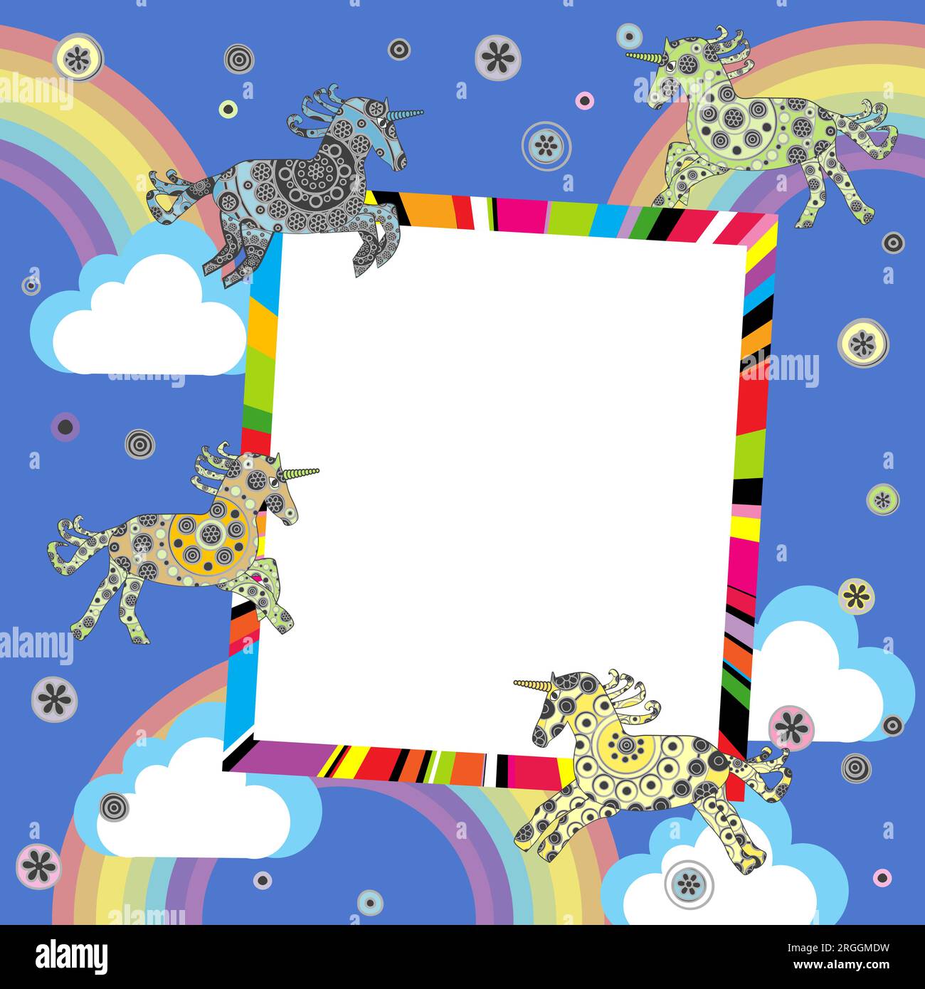 Colored frame with place for your text on a fairytale background with ...