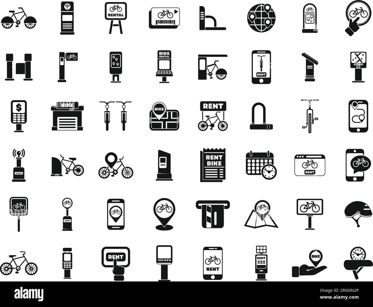 Bike sharing icons set simple vector. City person. System map Stock ...