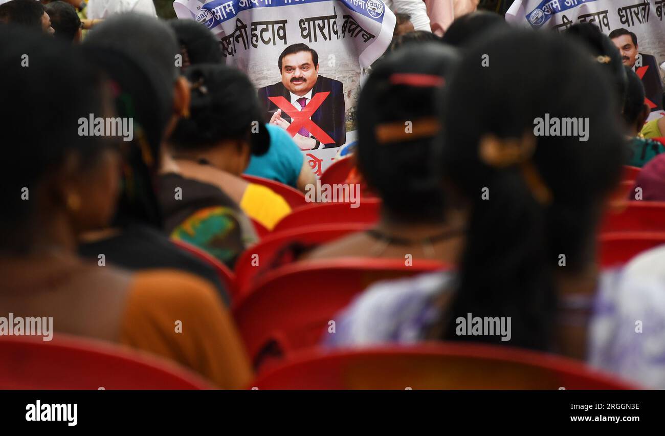 Mumbai, India. 09th Aug, 2023. A poster of Gautam Adani (Chairman of ...