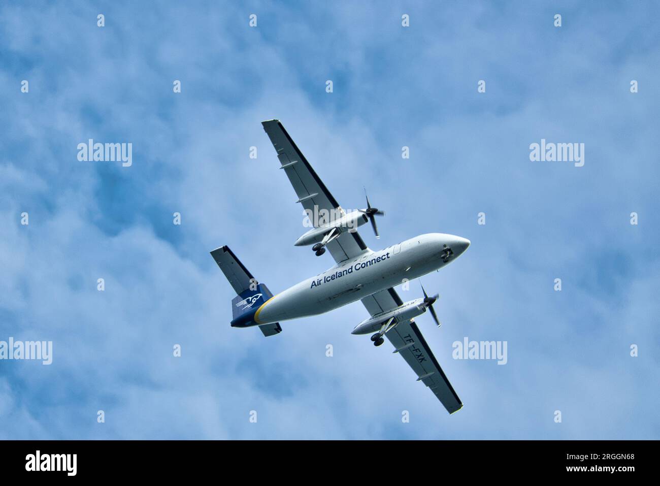 De Havilland Canada Dash 8 Aircraft,Isarfjordur, Iceland Stock Photo ...