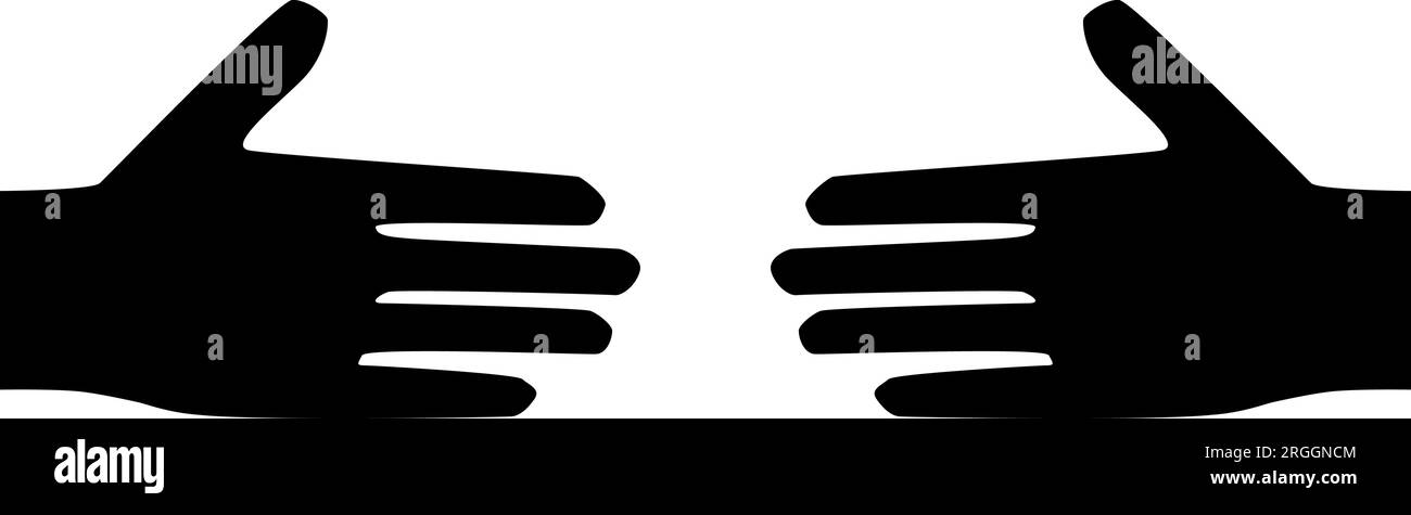 Simple Hand Shake or Hands Reaching Each Other Black Agreement Symbol ...