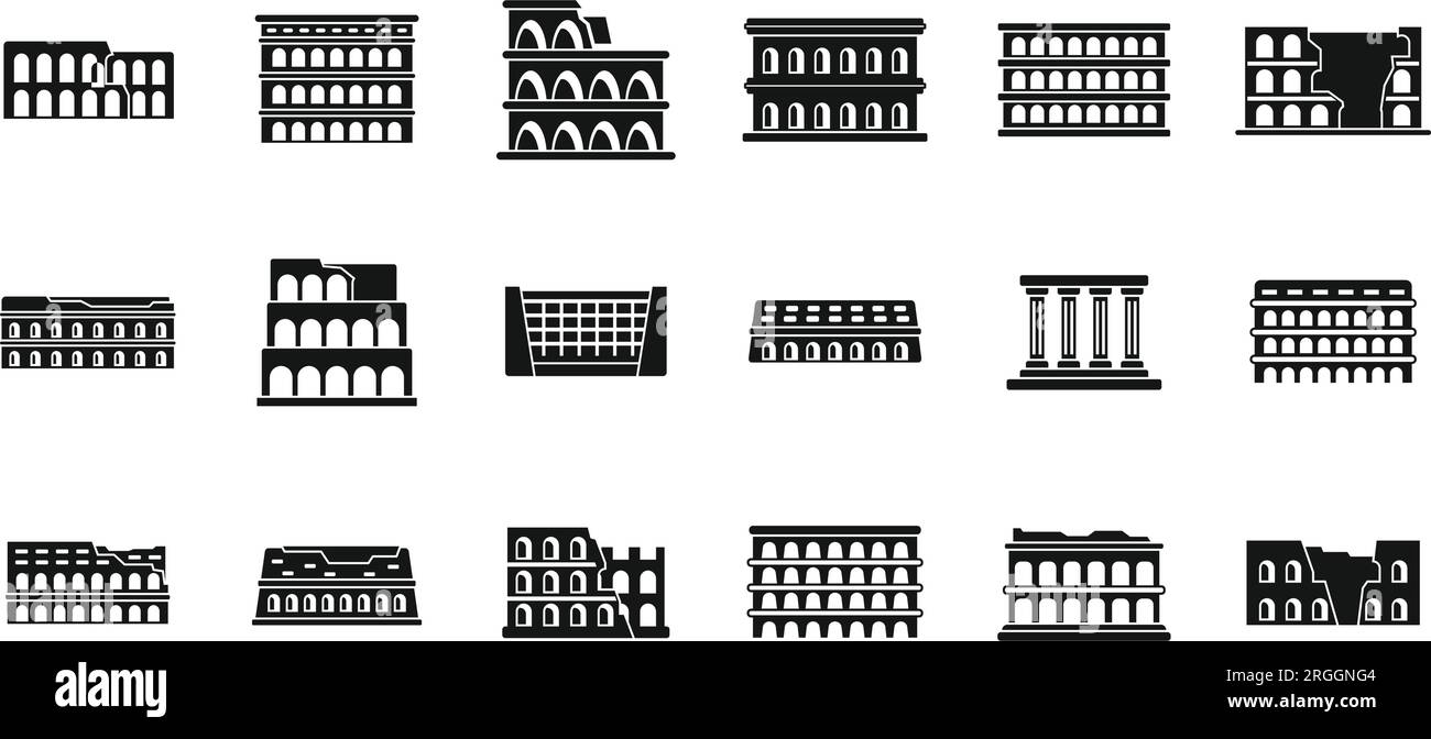 Amphitheater icons set simple vector. Arena ancient. Capital stadium Stock Vector Image & Art ...