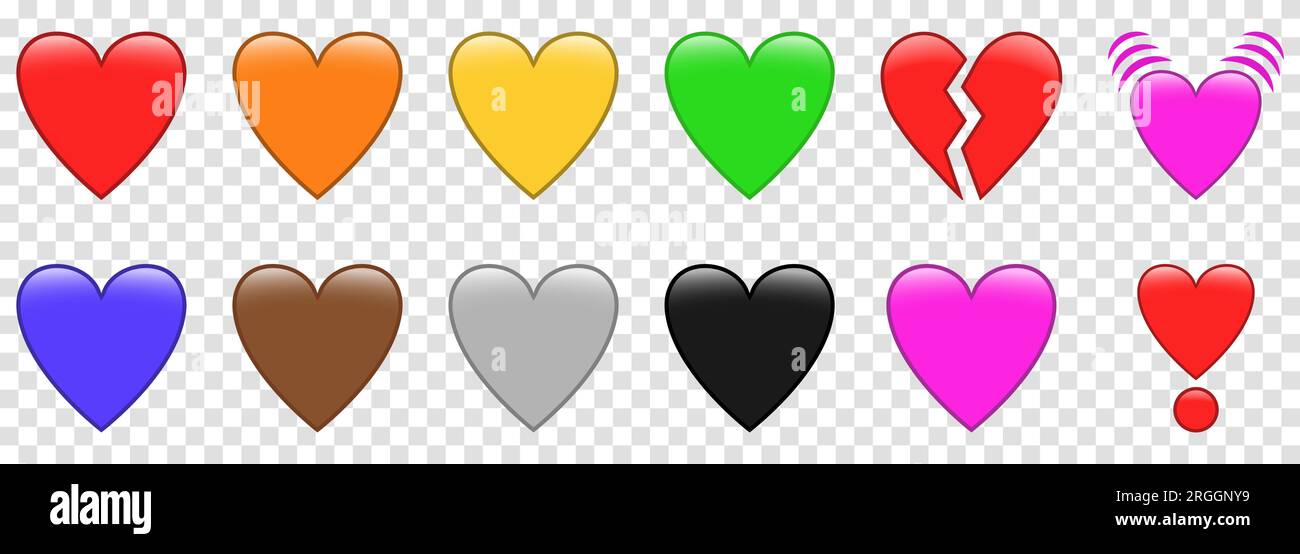 Heart emojis icons in different colors. Vector illustration isolated on ...