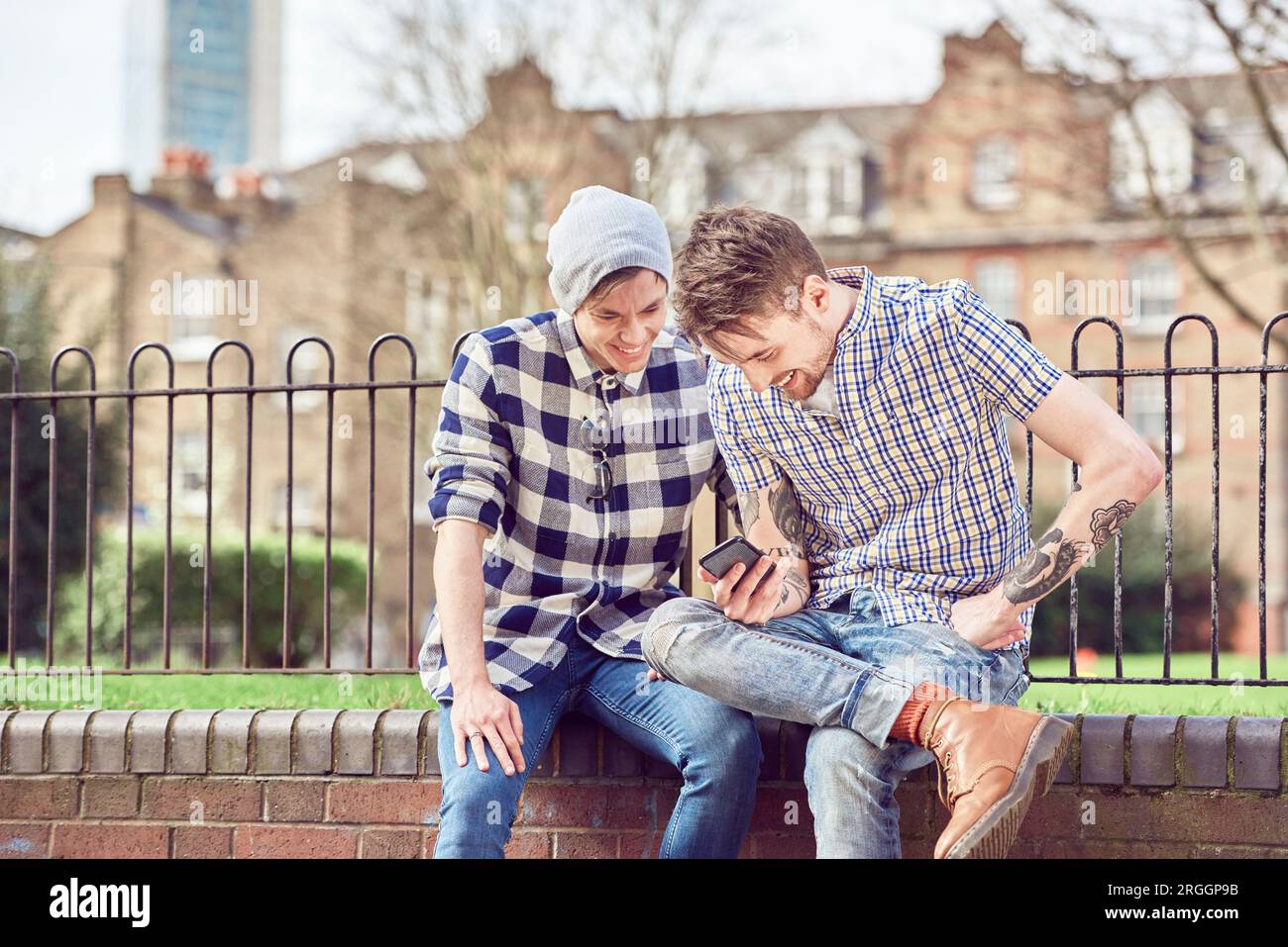 Two boys talking outside hi-res stock photography and images - Alamy