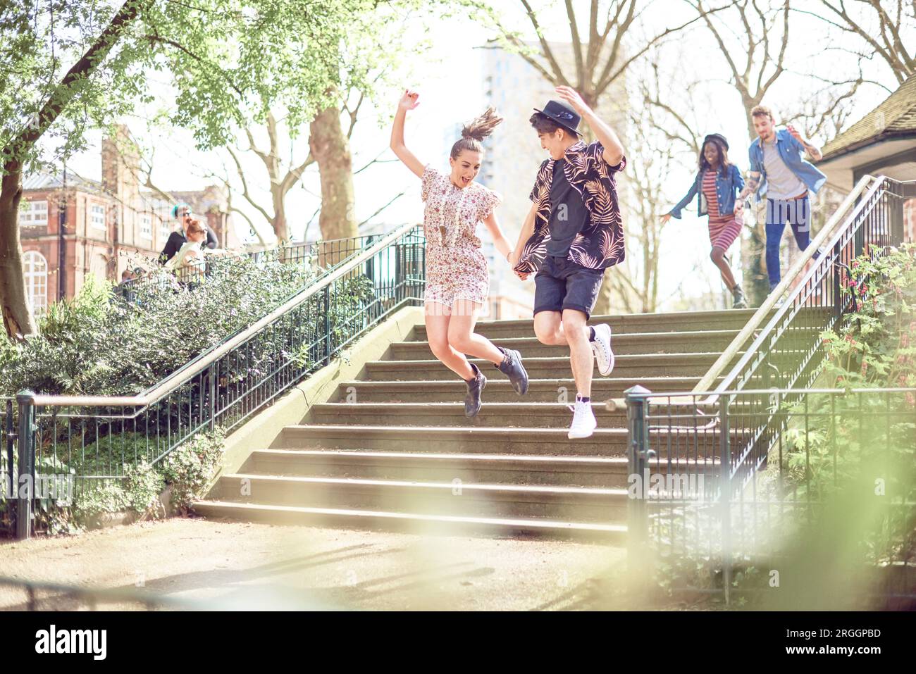 Teenagers jumping steps hi-res stock photography and images - Alamy