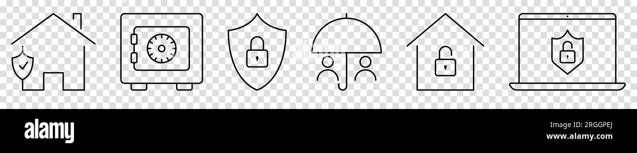 Security and protection system icons. Vector illustration isolated on ...