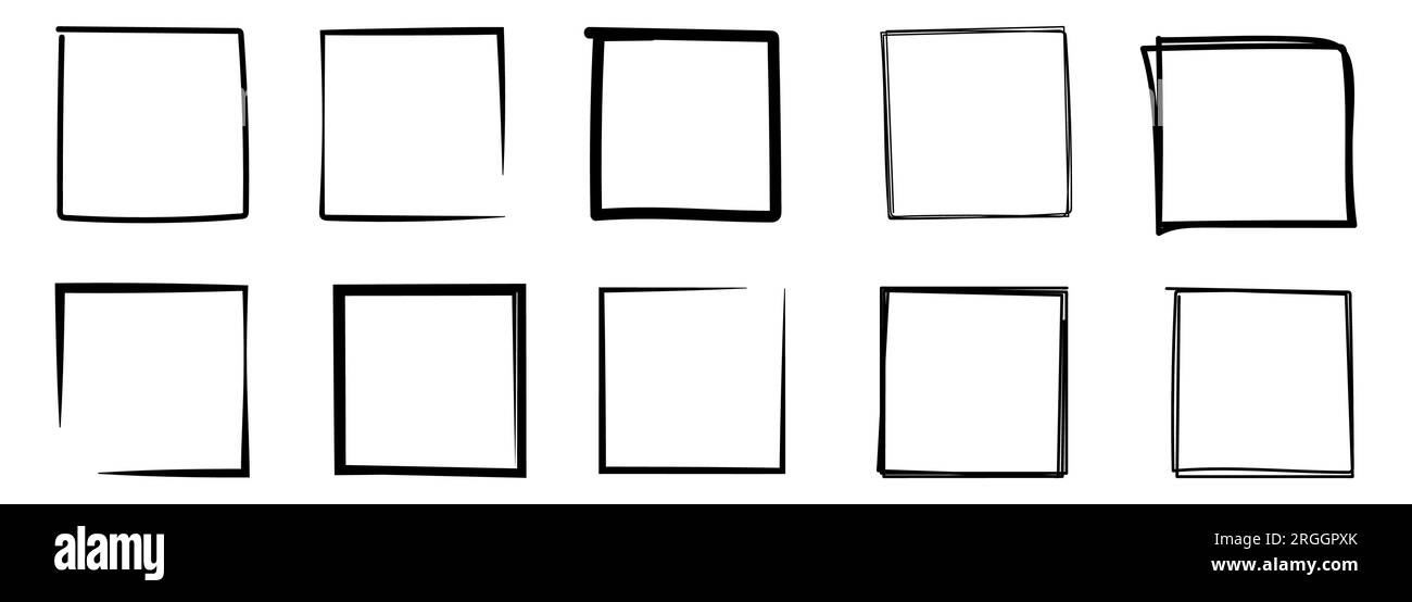 Set of hand drawn frames of squares. Frame sketches. Vector ...