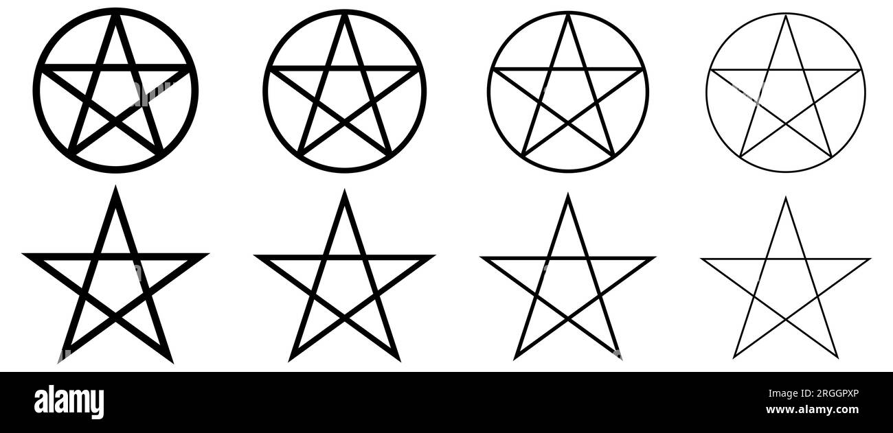 Set of pentagram icons. Esoteric symbols. Vector illustration Stock ...