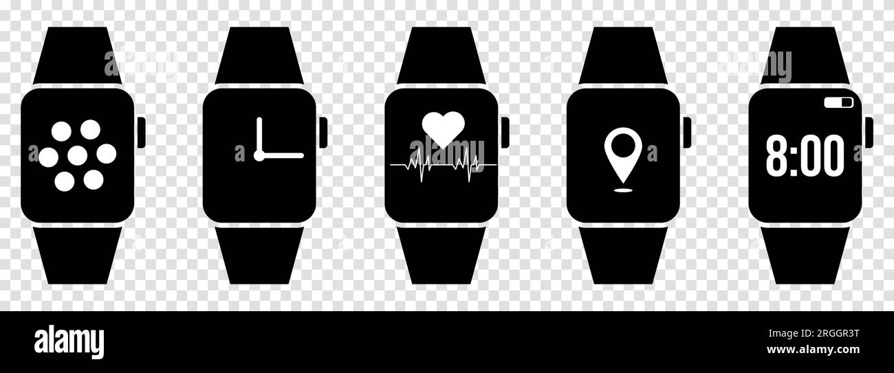 Smart watch vector icons. Vector illustration isolated on transparent ...