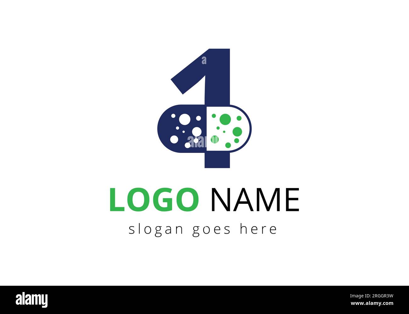 Letter 1 Medicine Tablet Logo Concept for Healthcare Logo Sign Vector ...
