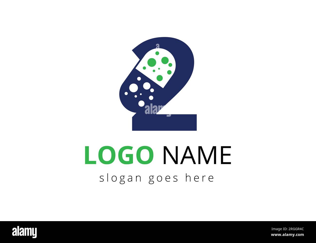 Letter 2 Medicine Tablet Logo Concept for Healthcare Logo Sign Vector ...