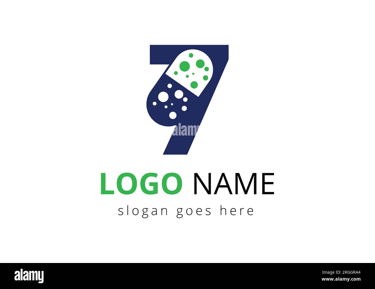 Letter 7 Medicine Tablet Logo Concept for Healthcare Logo Sign Vector ...