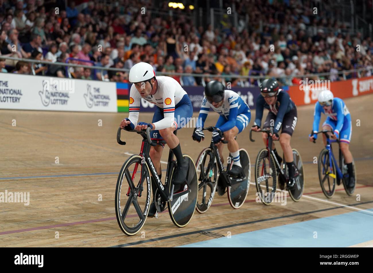 Great Britain’s William Perrett competes in the Men’s Elite Points Race ...