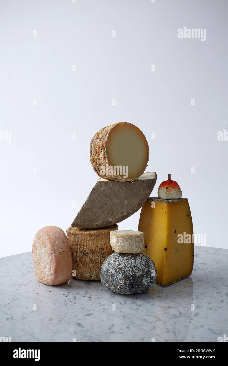 Still life of various cheeses Stock Photo - Alamy