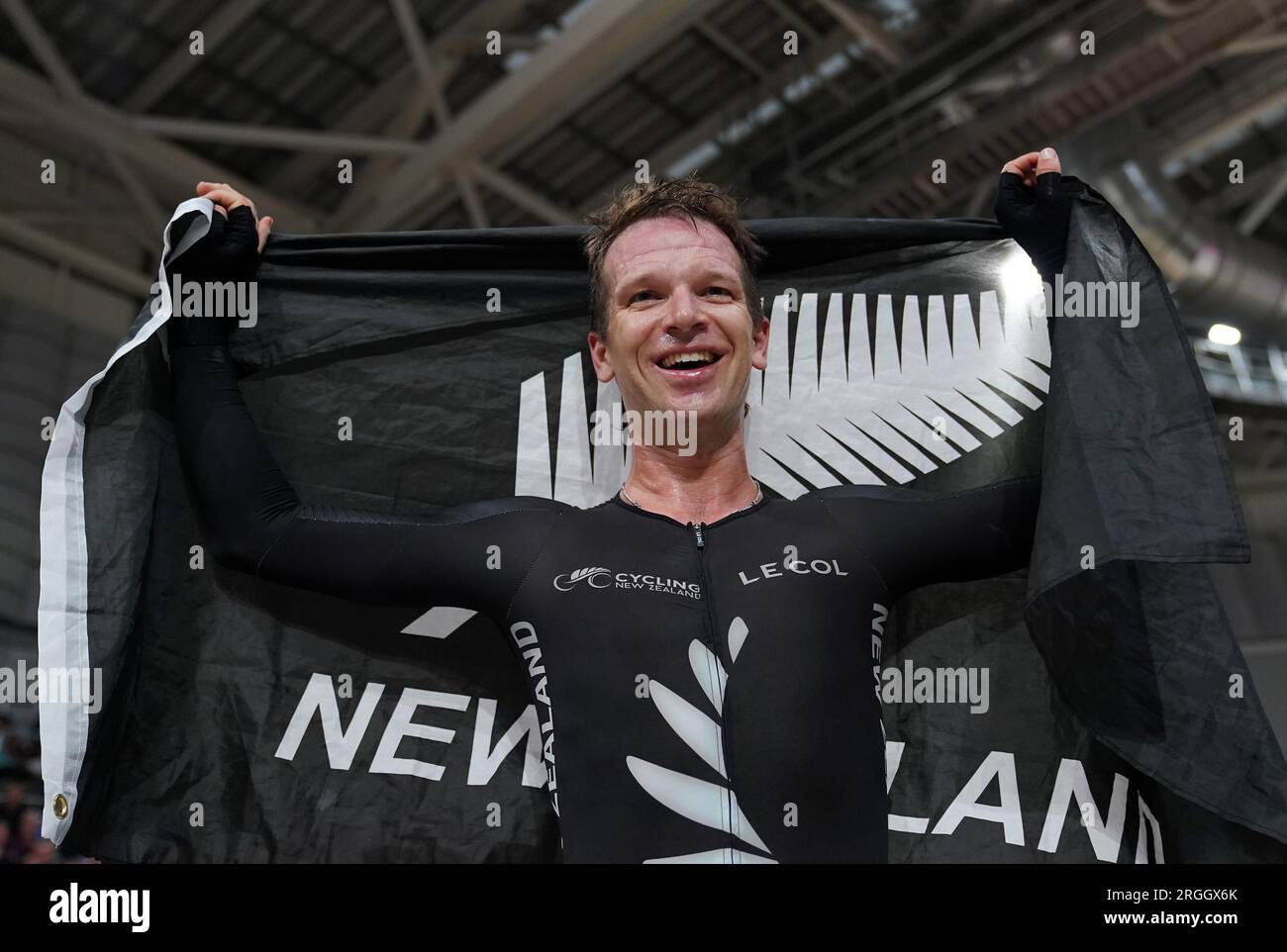 New Zealand’s Aaron Gate celebrates winning the Men’s Elite Points Race ...