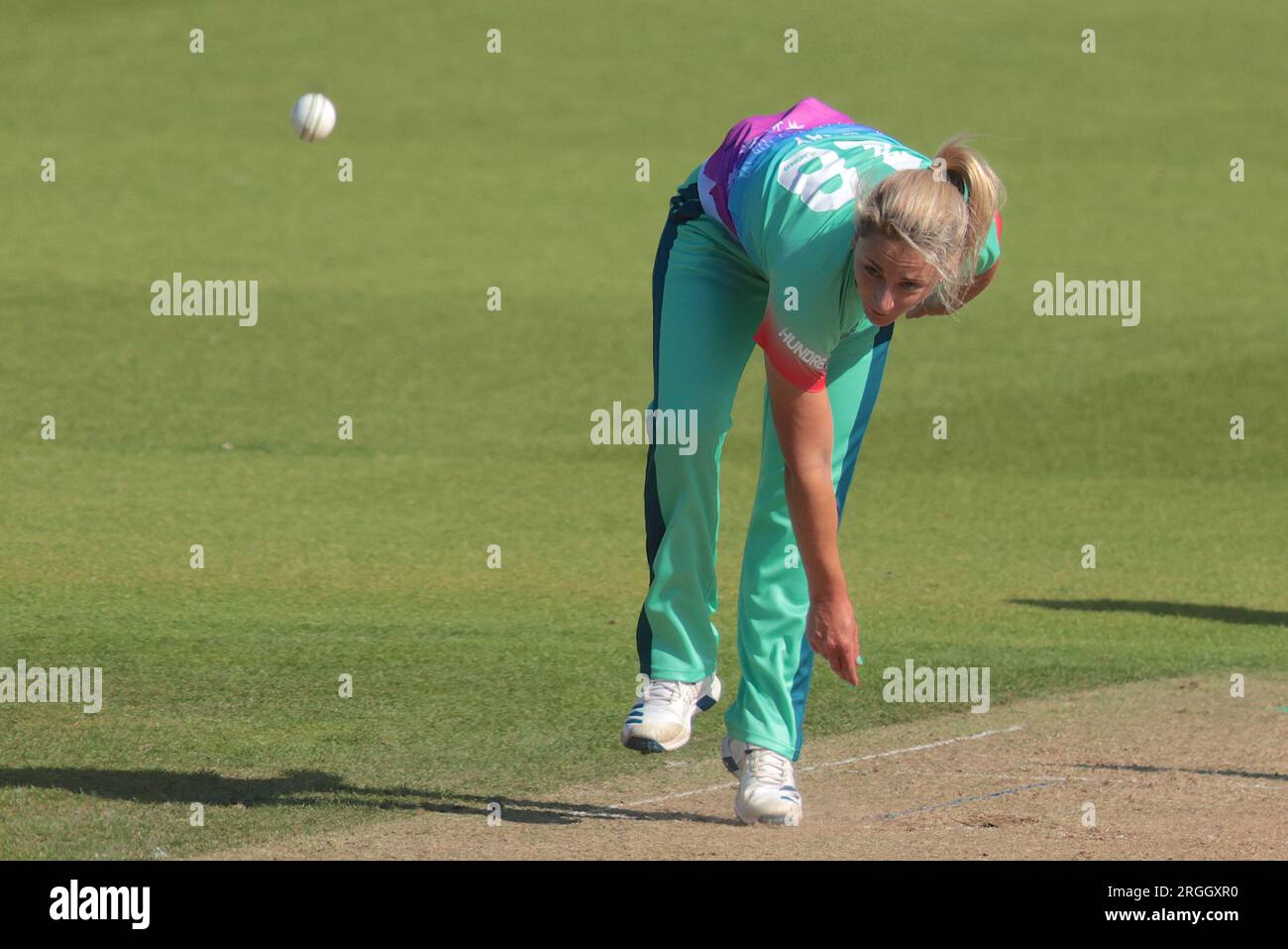 London, UK. 9th Aug, 2023. Eva Gray of The Oval Invincibles bowling as ...