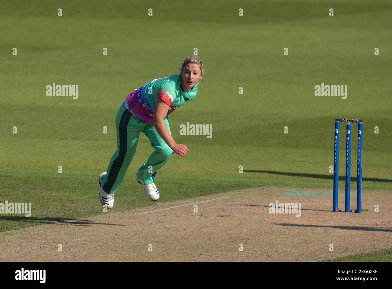 London, UK. 9th Aug, 2023. Eva Gray of The Oval Invincibles bowling as ...