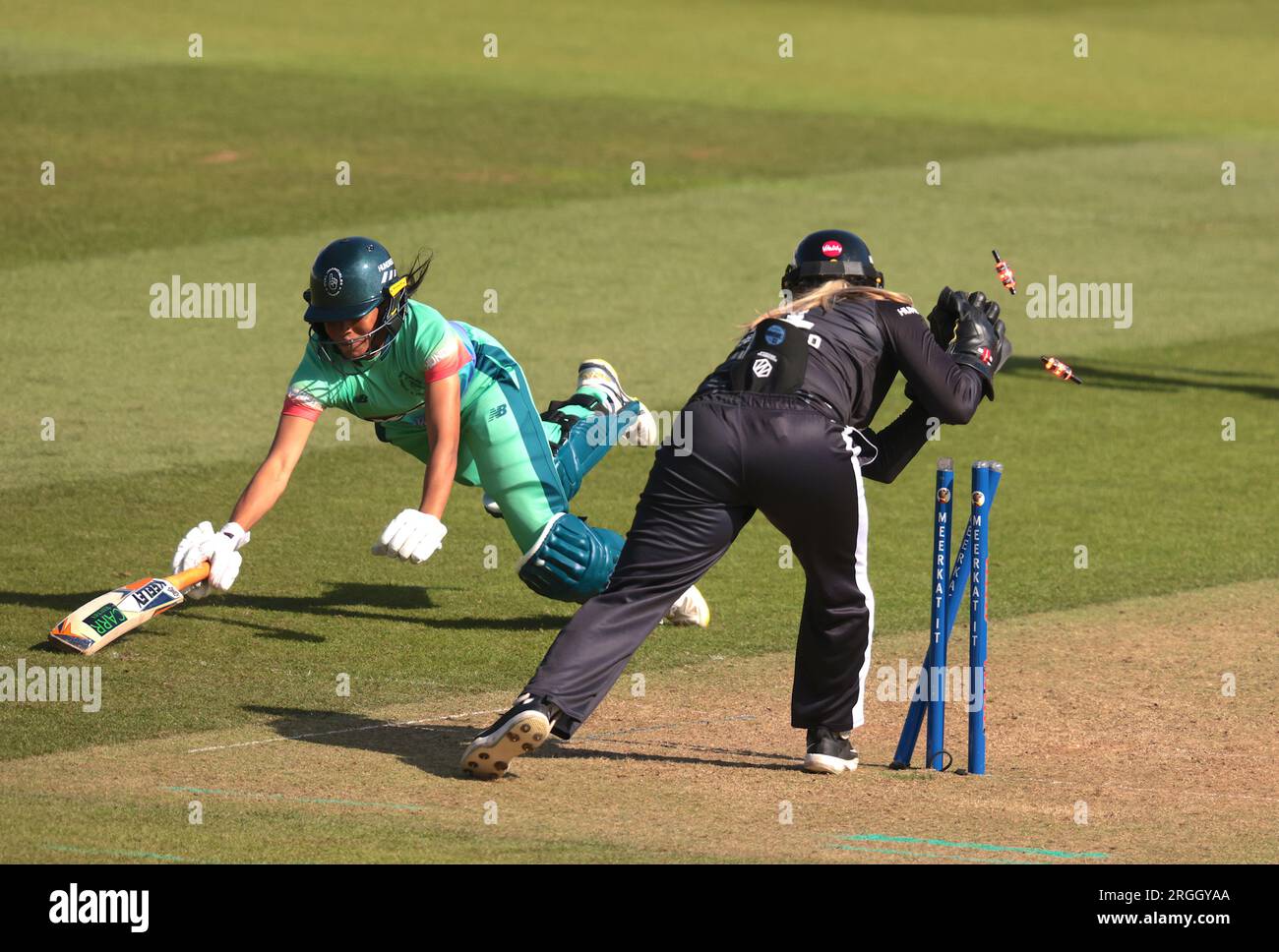 London, UK. 9th Aug, 2023. Cordelia Griffith is run out by Kathryn ...