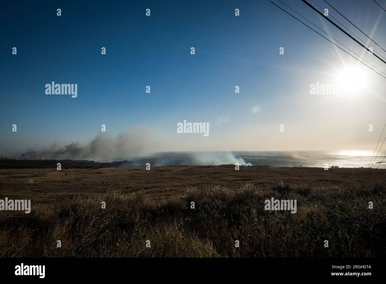 Waimea, HI, USA. 8th Aug, 2023. Winds from an offshore hurricane ...