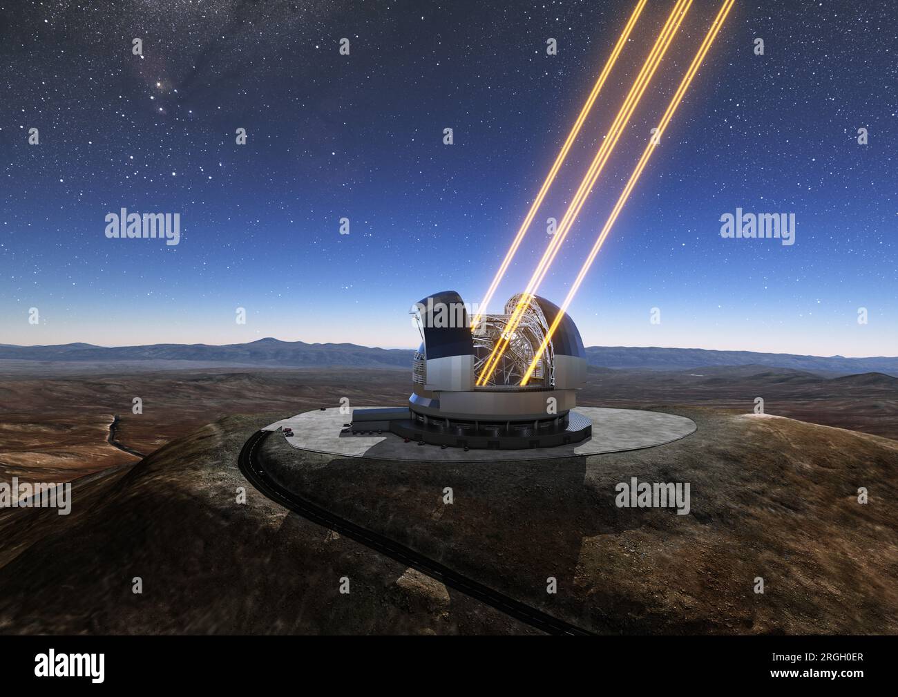 Concept artwork of lasers deploying from the E-ELT Stock Photo - Alamy